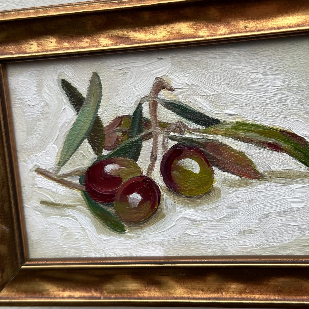 Olive Branch Original Oil Painting Mediterranean Kitchen Wall Art ...