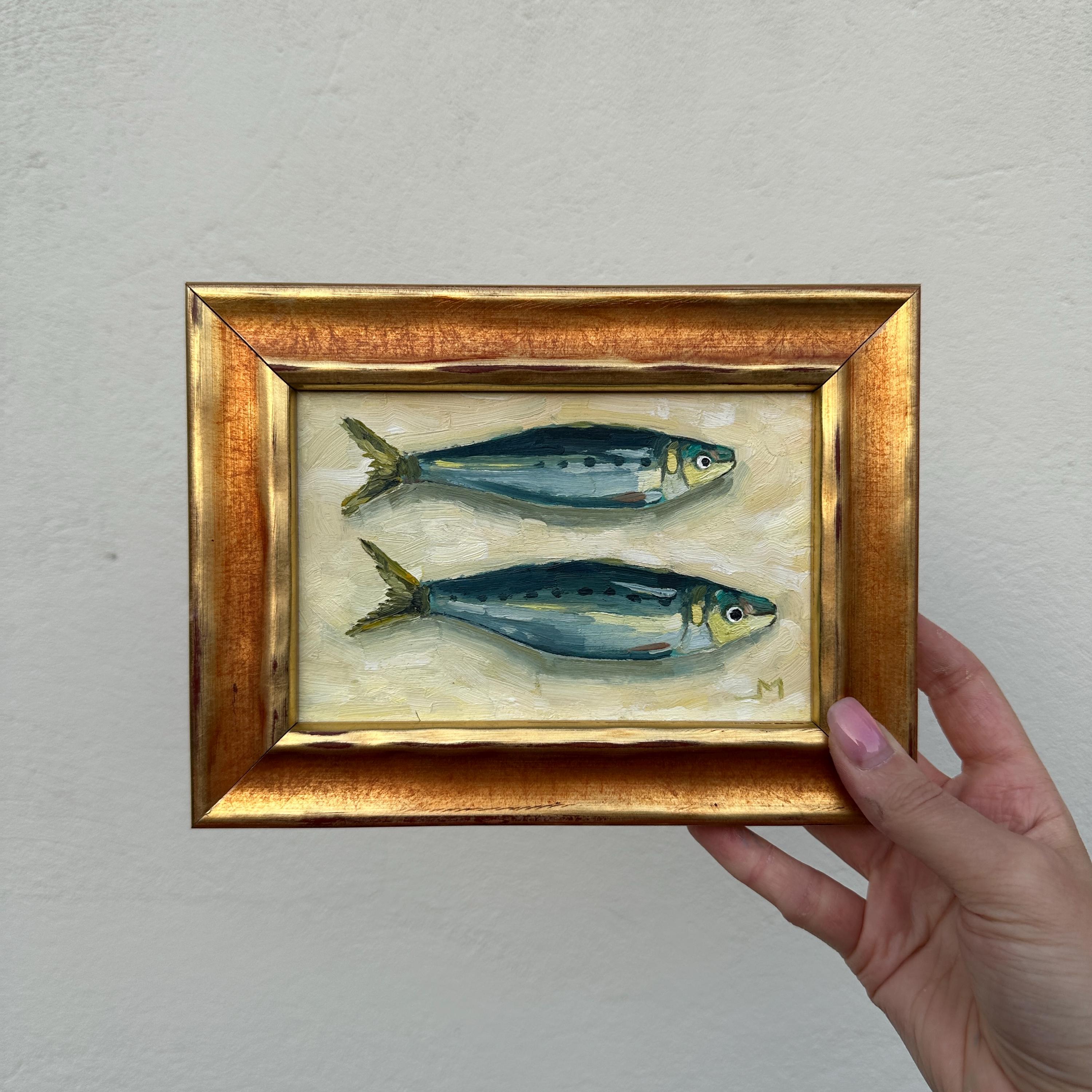 Sardine Oil Painting Fish Miniature Painting Nautical Wall Art Seafood ...
