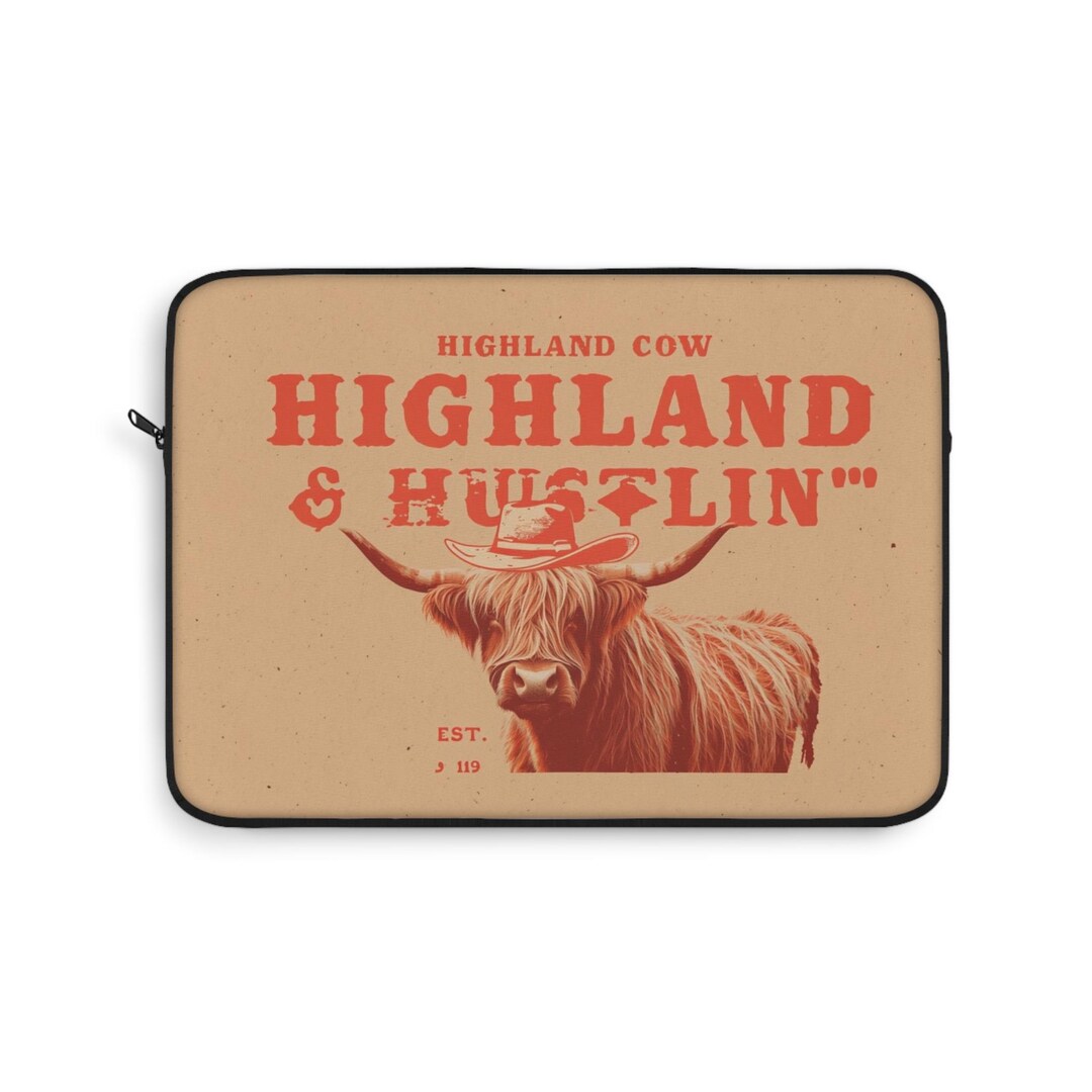 Highland Cow Laptop Sleeve, Rustic Tech Accessory, Unique Gift for Cow ...