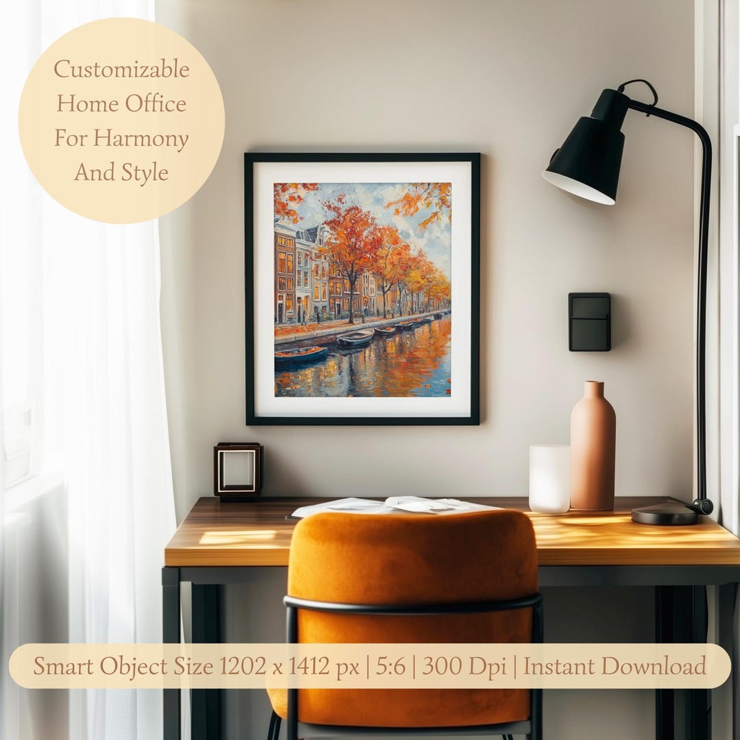 Customizable 5x6 Frame Home Office Mockup, Minimal Workspace Wall Art ...