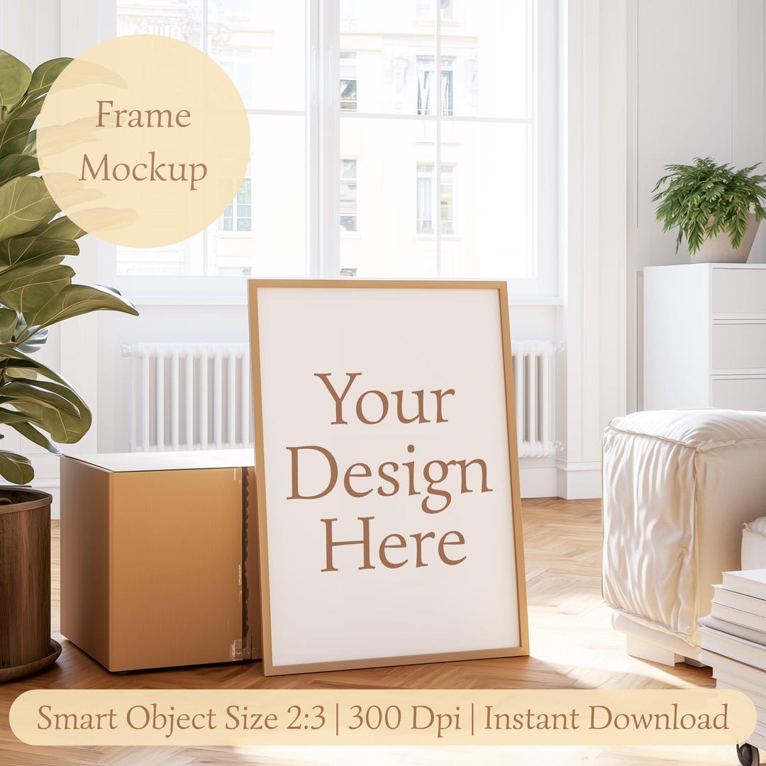 Customizable Modern Living Room 2x3 Frame Mockup, Light Filled ...