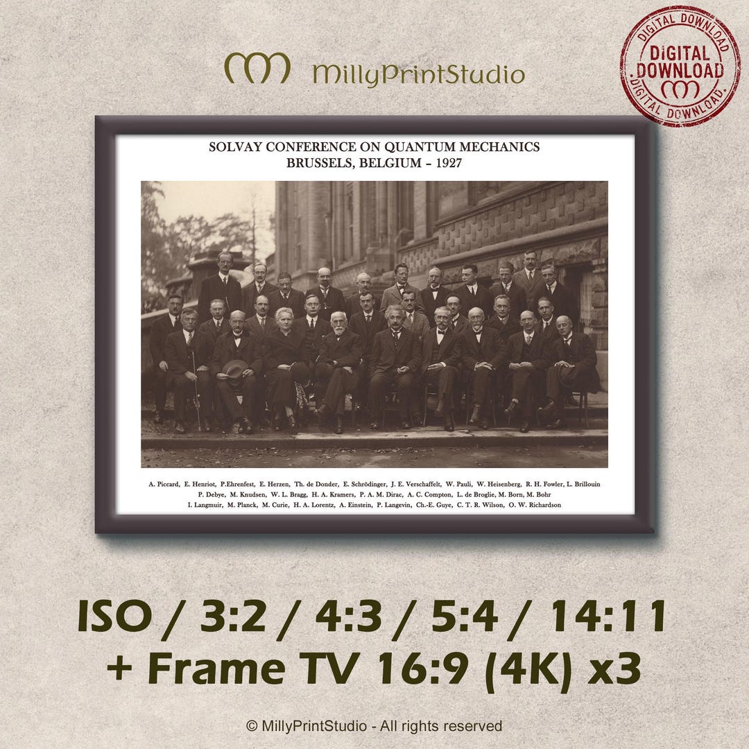 Solvay Conference 1927, Einstein, Curie, Bohr, Heisenberg, Digital ...