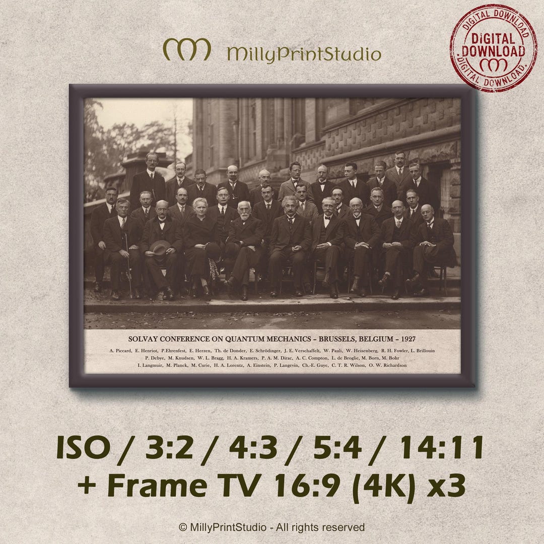 Einstein, Curie, Solvay Conference 1927, Bohr, Dirac, Vintage Poster ...