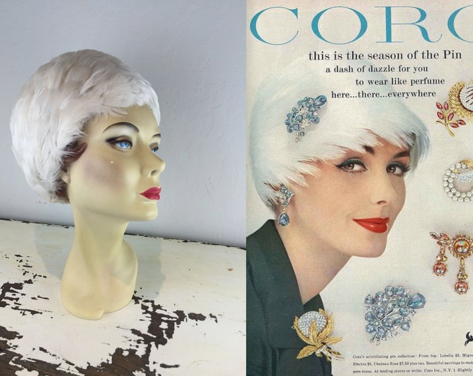 A Rare Majestic Entry - Vintage 1950s White Ultra Soft Feather Crochet ...