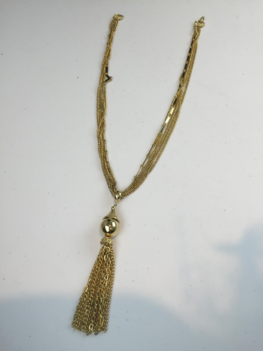 Excitement of Jewelry - Vintage 1960s Gold Tone Metal Tassel Pendant ...