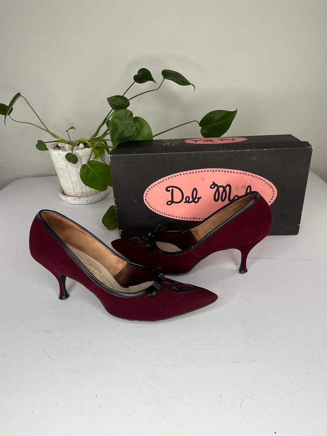 All Those New Colours - Vintage 1961 Burgundy Nubuck Leather Heels ...