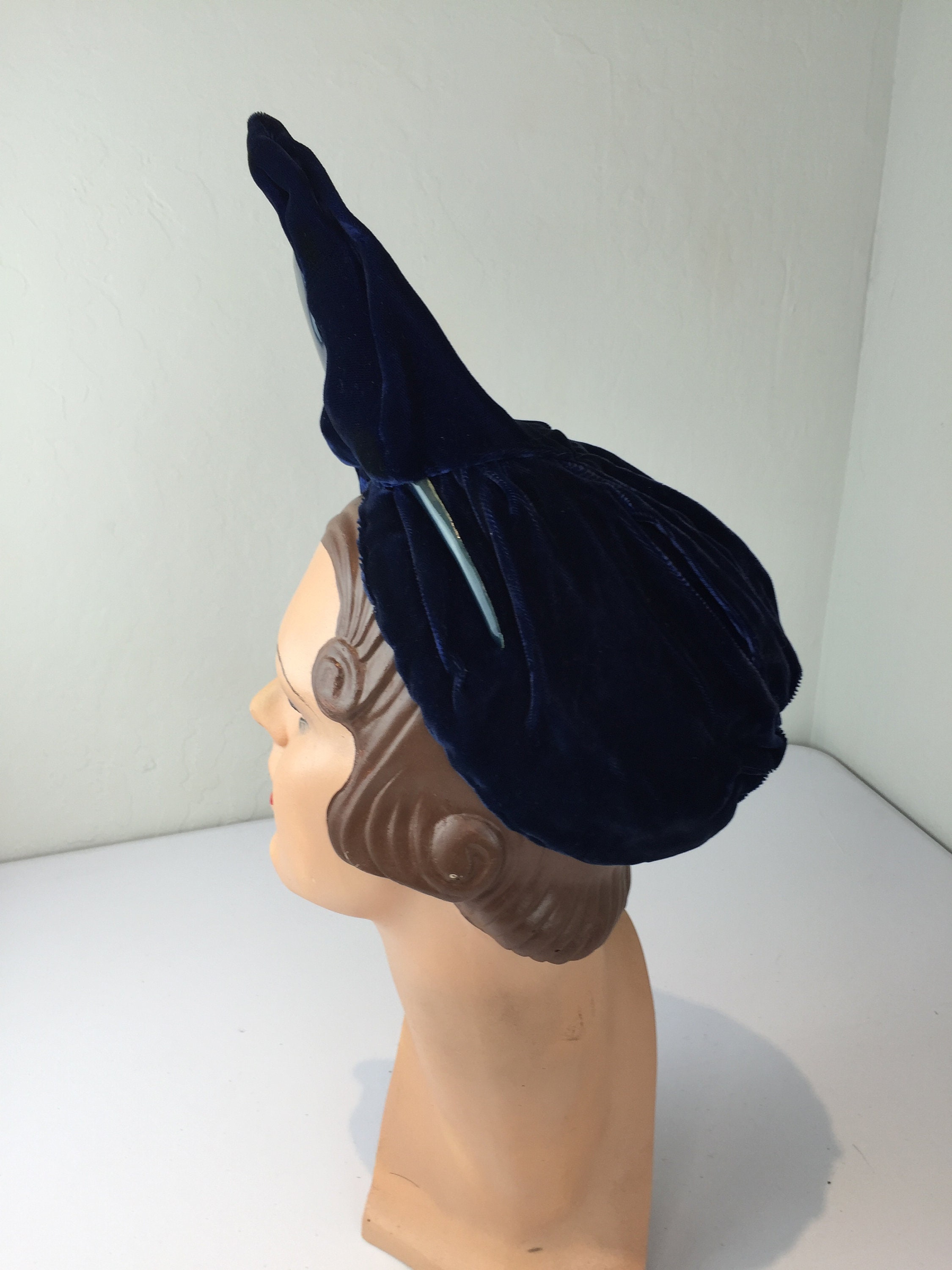 New Season Ready - Vintage 1930s Midnight Blue Silk Velvet Slant Twist ...