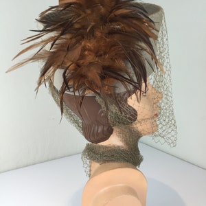 Never Too High Darling Vintage 1940s Taupe Velour Toque Fez W/wrap Veil ...