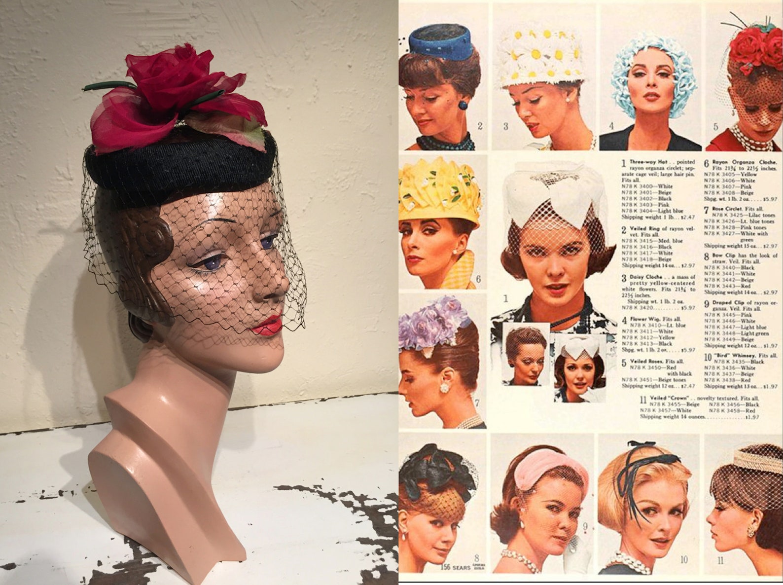 A Circular Rose Vintage 1960s Red Roses Veiled Ring Whimsie - Etsy