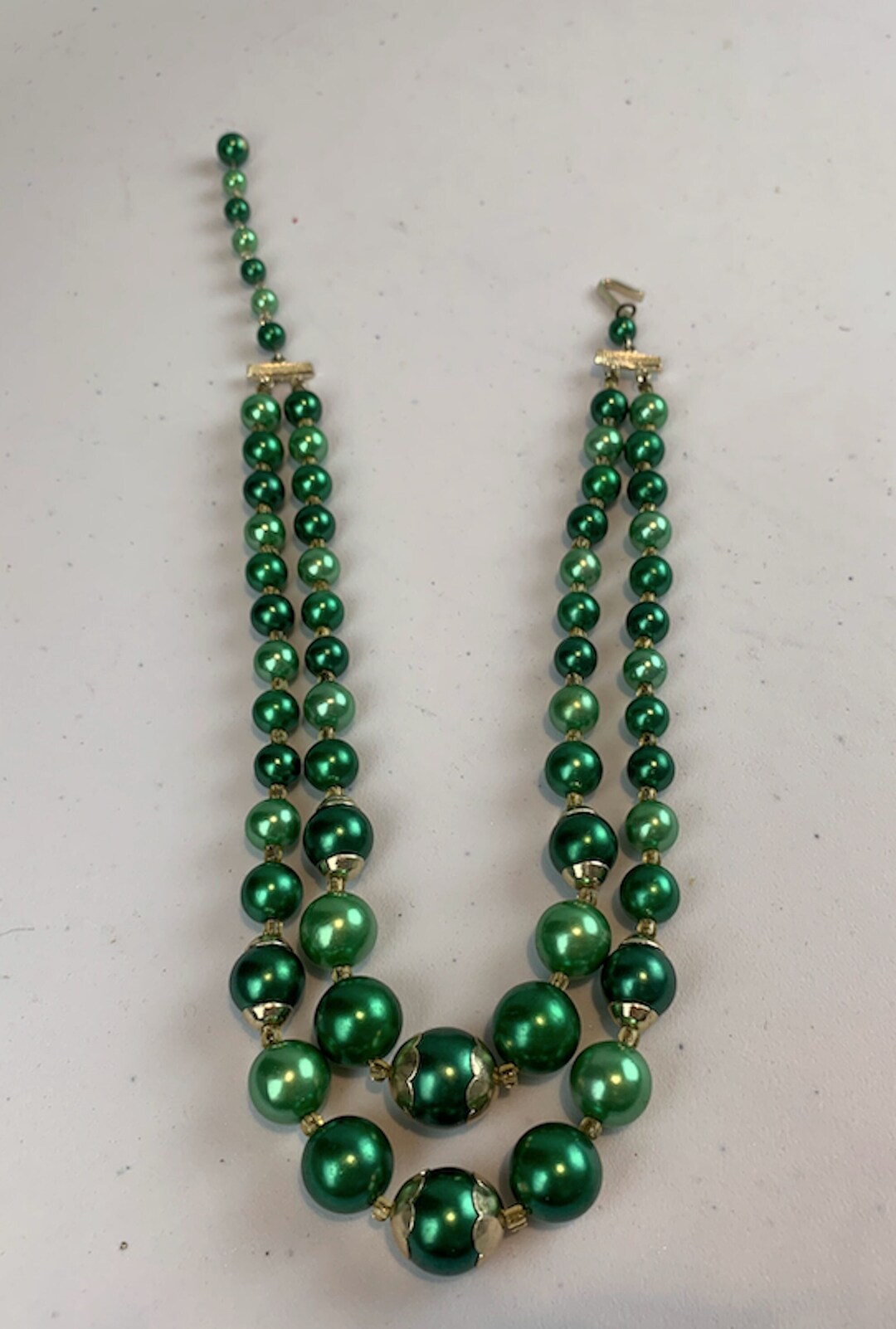 Jade Shaded Nights - Vintage 1950s 1960s Shamrock Green Faux Pearl 2 ...