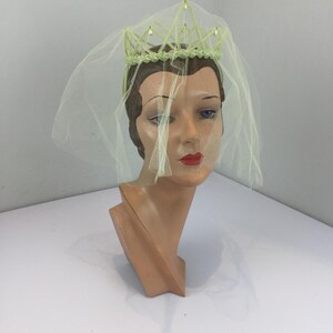 A Crowning Moment - Vintage 1960s Chartreuse Lime Green Veiled Crown ...