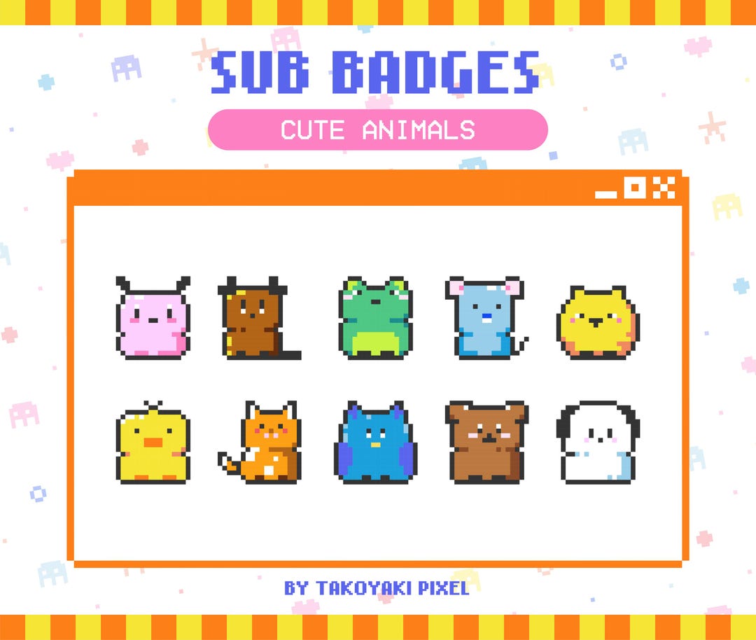 Pixel Art Animal Sub Badges | Twitch Streamer Assets (digital Download ...