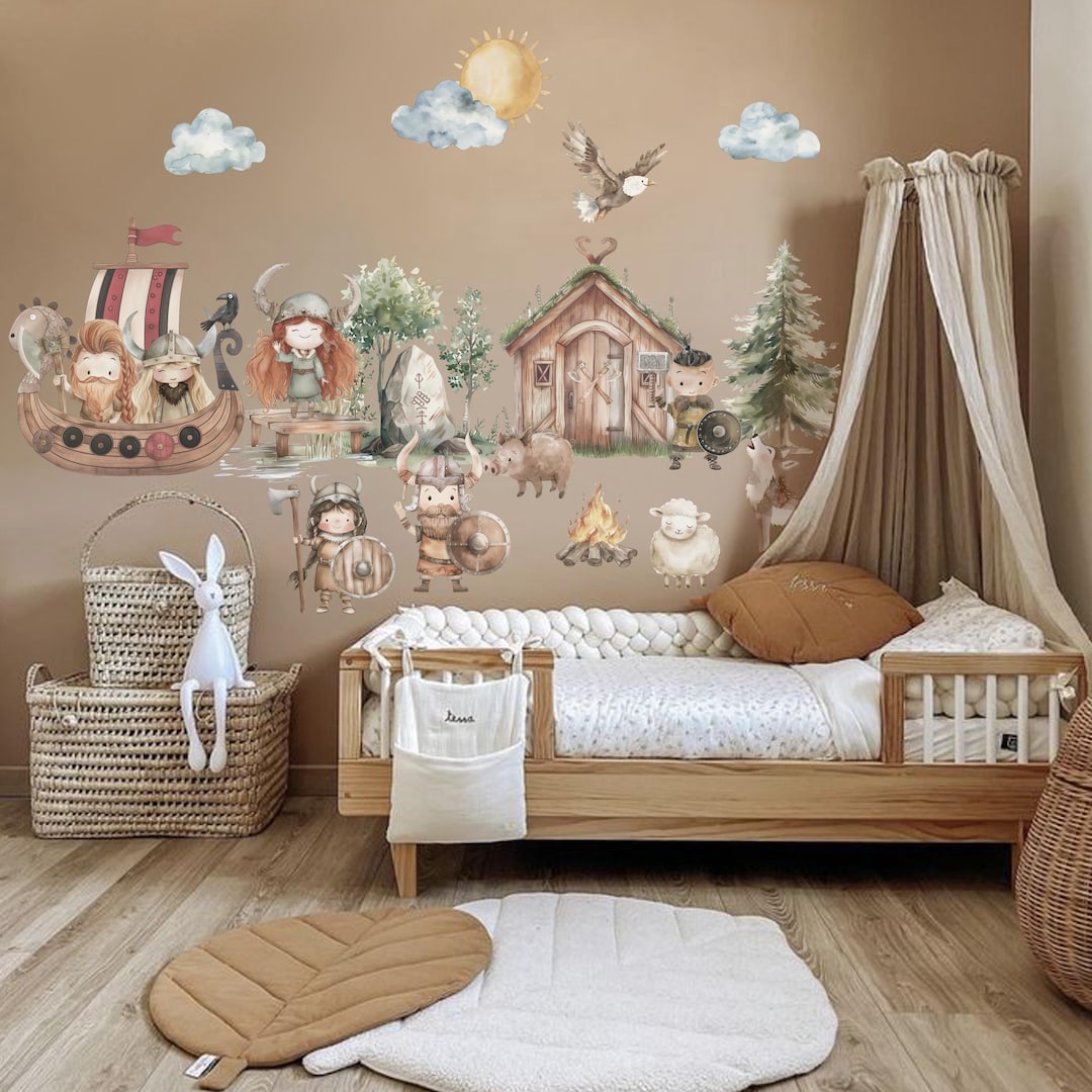 Peel and Stick Viking Wall Decal Viking Ship Wall Art Animal Wall ...