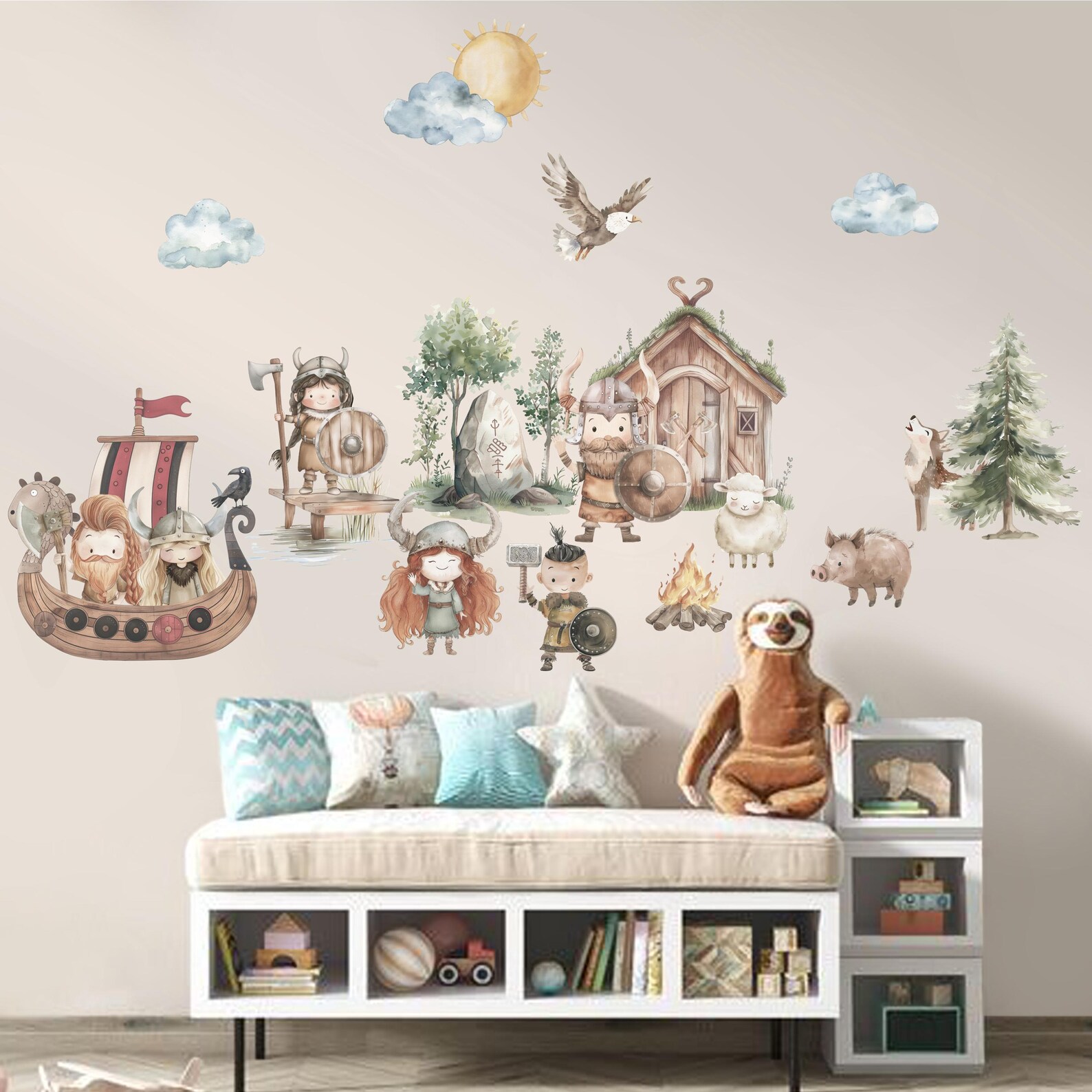 Peel and Stick Viking Wall Decal Viking Ship Wall Art Animal Wall ...