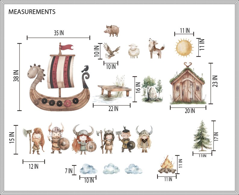Peel and Stick Viking Wall Decal Viking Ship Wall Art Animal Wall ...