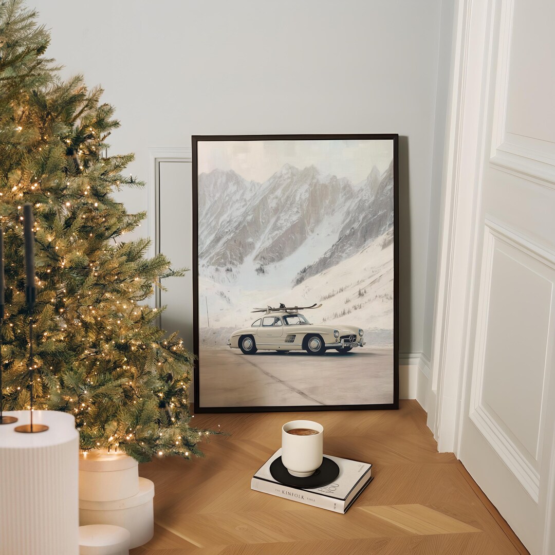 Vintage Winter Alps Car Print – Retro Ski Holiday Decor (digital ...