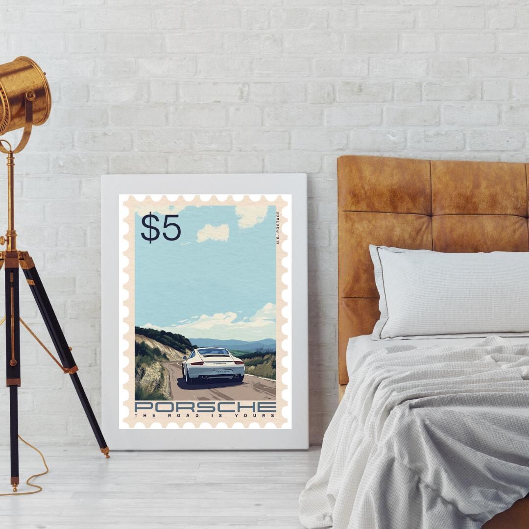 Porsche 911 Scenic Drive Print, Classic Car Wall Art, Retro Auto Stamp ...