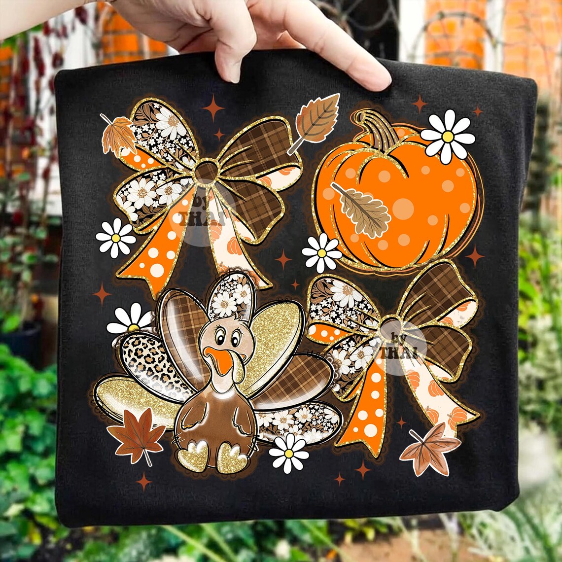 Preppy Coquette Thanksgiving Turkey Png, Faux Glitter Fall Autumn ...