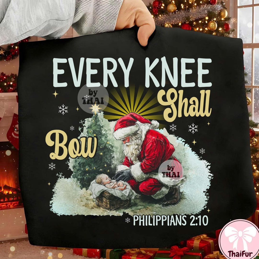 Every Knee Shall Bow, Santa, Winter PNG, Christmas Design (digital ...