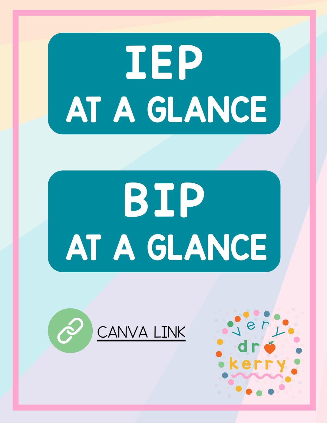 IEP and BIP Overview Template | Editable Special Education Snapshot - Etsy