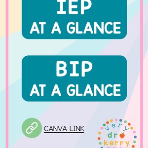 IEP and BIP Overview Template | Editable Special Education Snapshot - Etsy