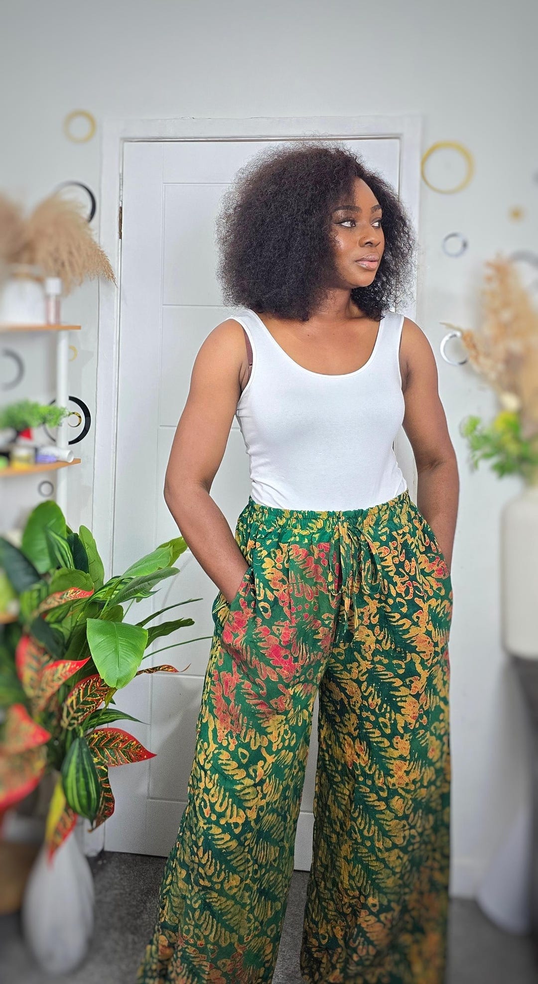 Adire Tie Dye Wide Leg Pants: Handmade African Crepe Trousers - Etsy
