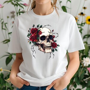 Floral Skull Png, Skull Png Clipart, Red Roses Skull Design, Skull ...
