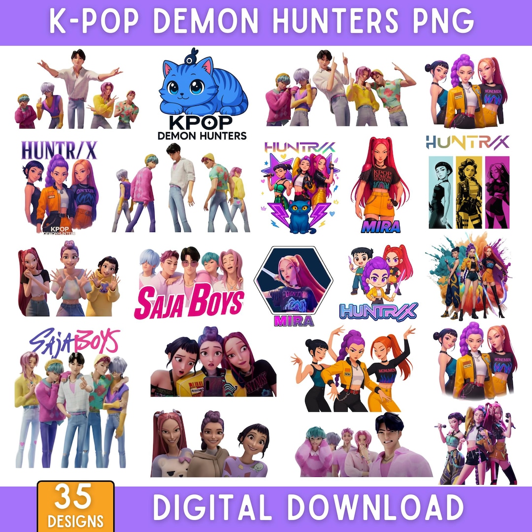 K-pop Demon Hunters PNG Bundle | 35 Saja Boys, Huntrax, Mira Clipart ...