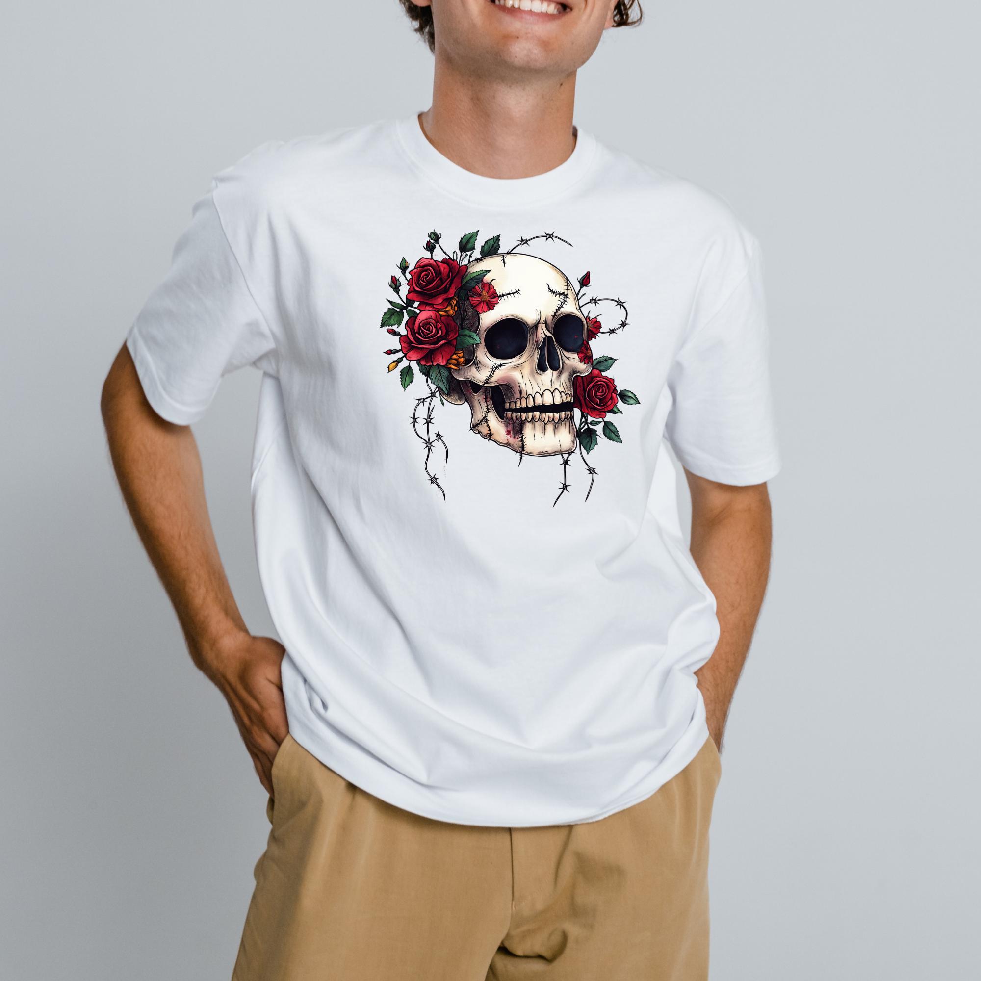 Floral Skull Png, Skull Png Clipart, Red Roses Skull Design, Skull ...