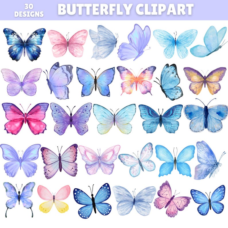 Butterfly Clipart Bundle, Watercolor Butterfly Png, Cute Butterfly Png ...