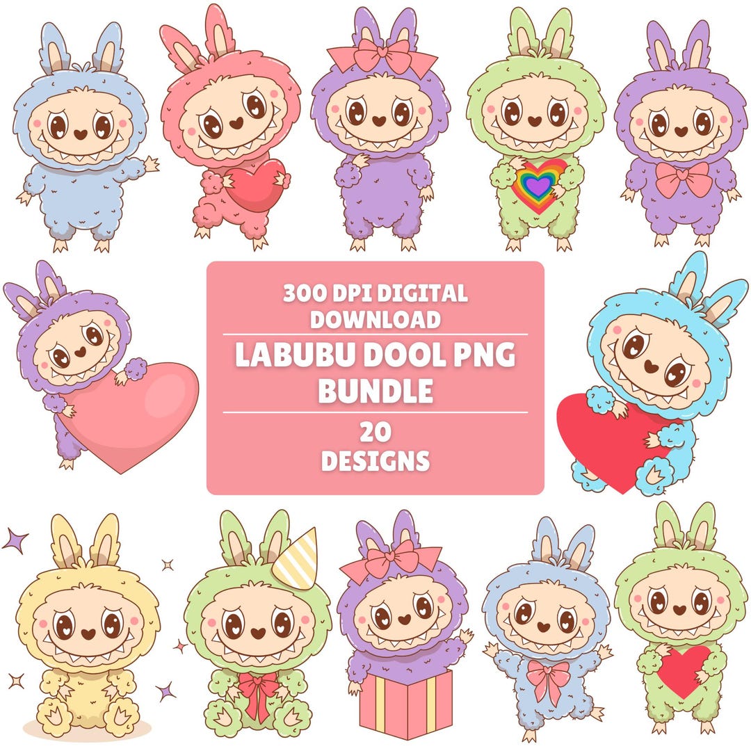 Labubu PNG Bundle 20 | Cute Labubu Clipart Pack | Kawaii Cartoon ...