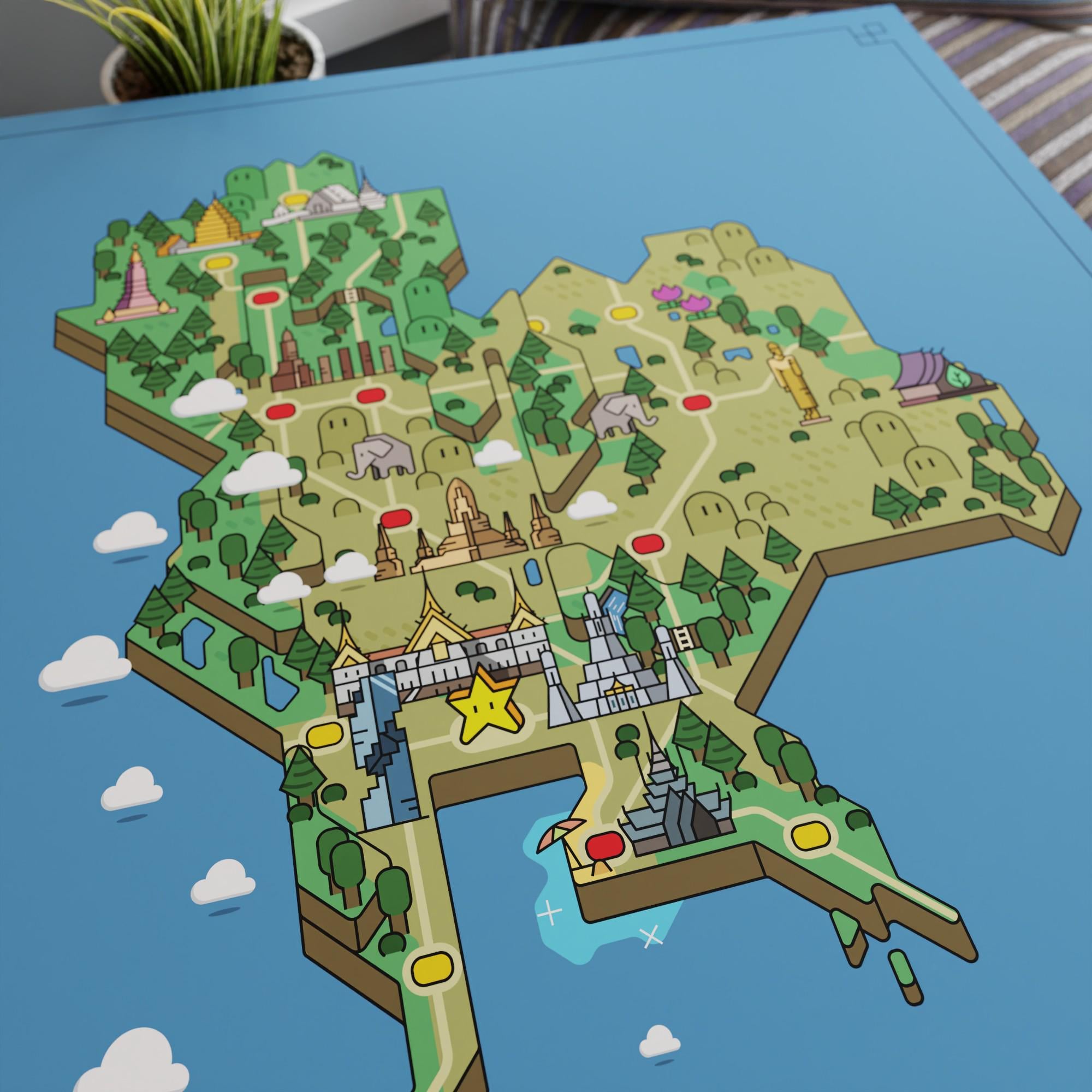 Thailand Map | Retro Adventure Style | Uniquely Designed Map With a ...