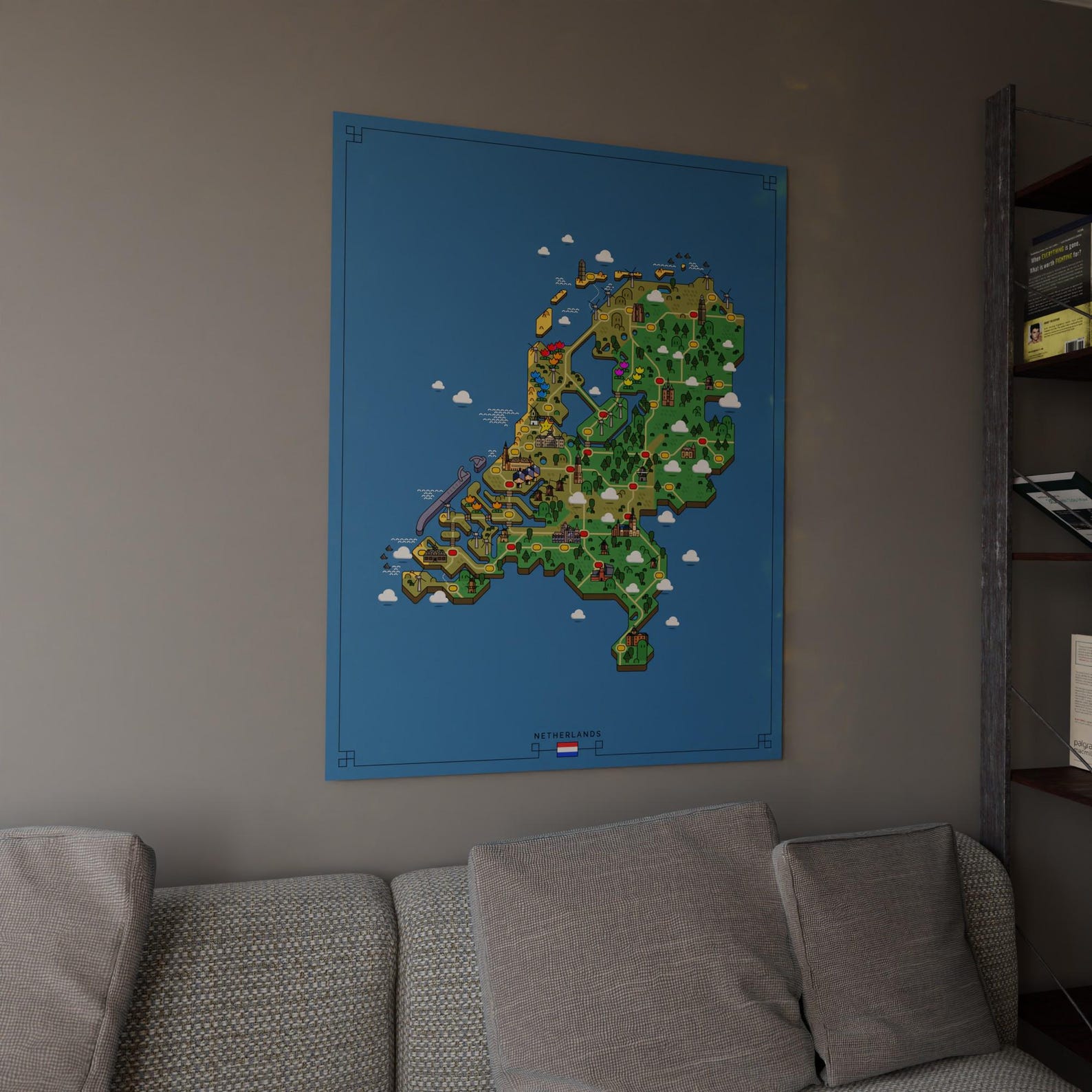 Netherlands Map | Retro Adventure Style | Uniquely Designed Map With a ...