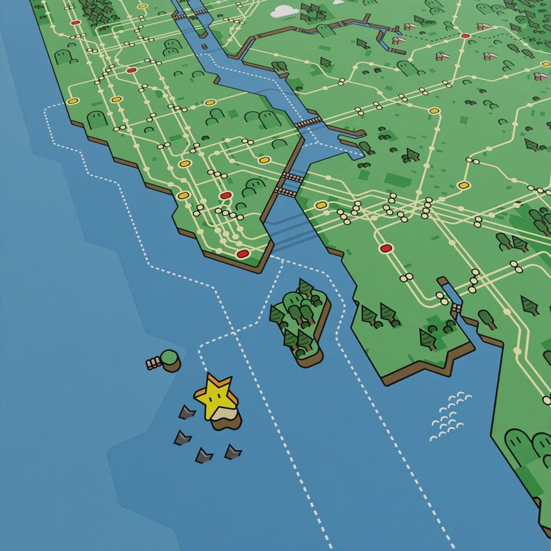 Custom Map Commission Map Print / Retro Adventure Game Style - Etsy