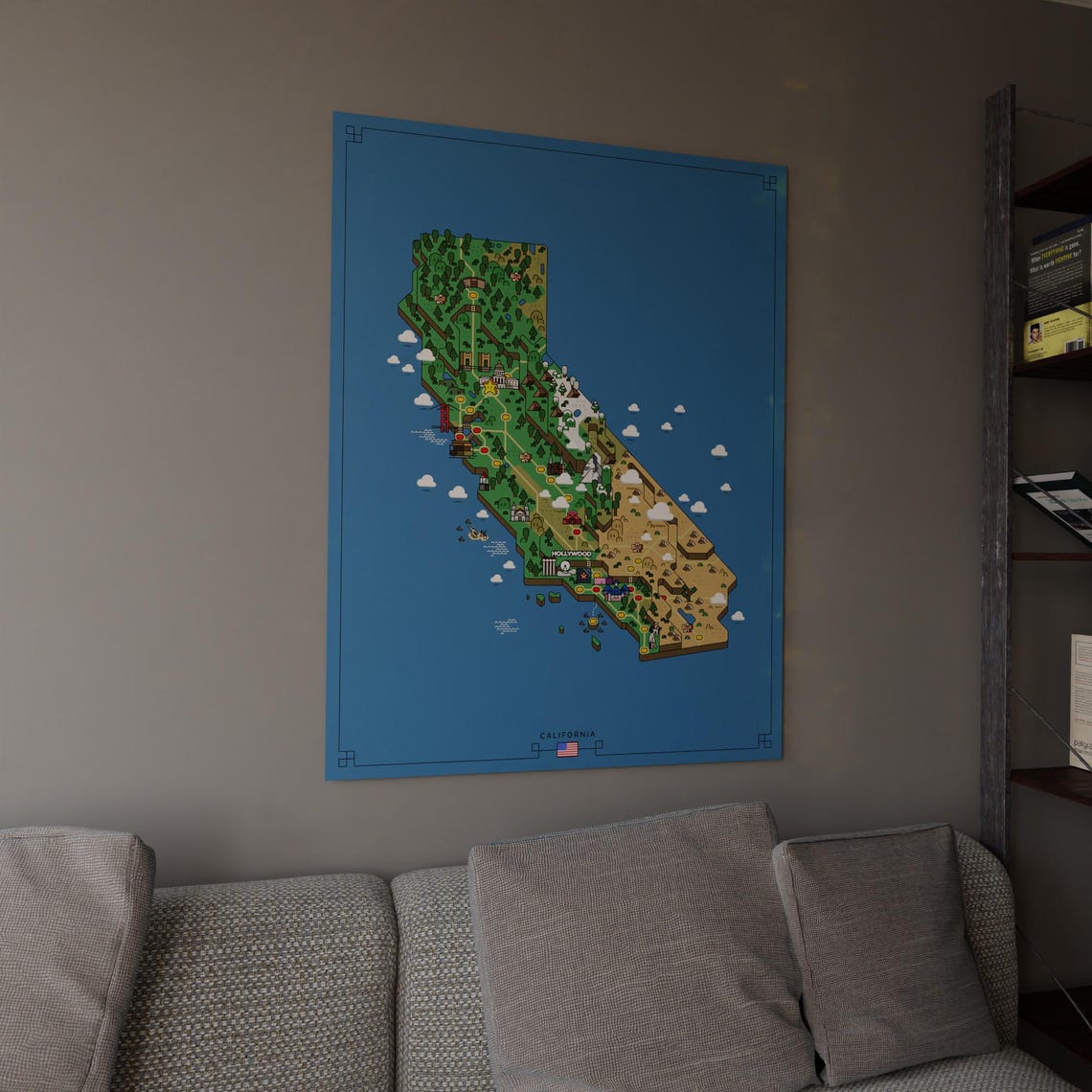 USA: California Map | Retro Adventure Style | Uniquely Designed Map ...