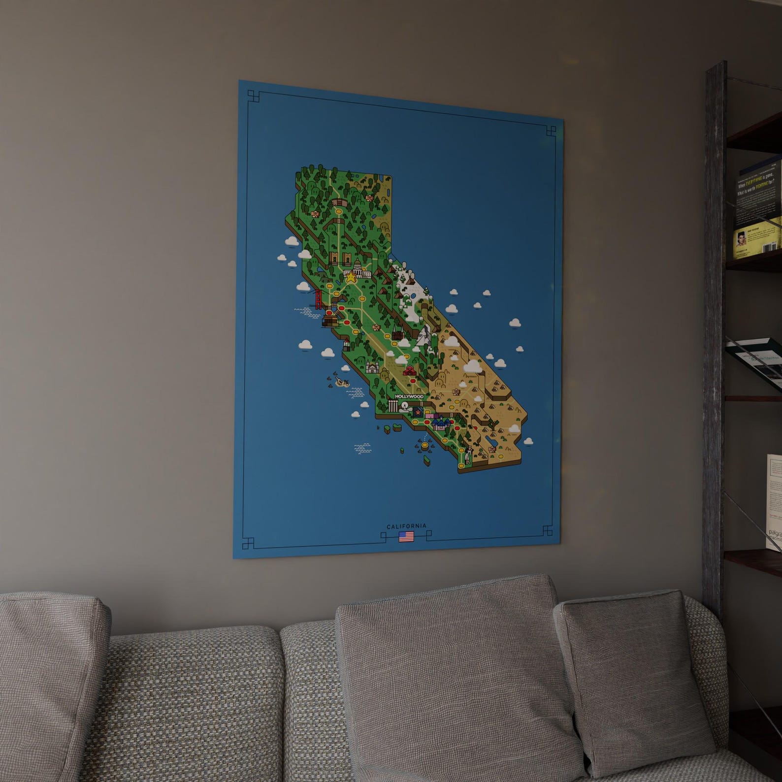USA: California Map | Retro Adventure Style | Uniquely Designed Map ...