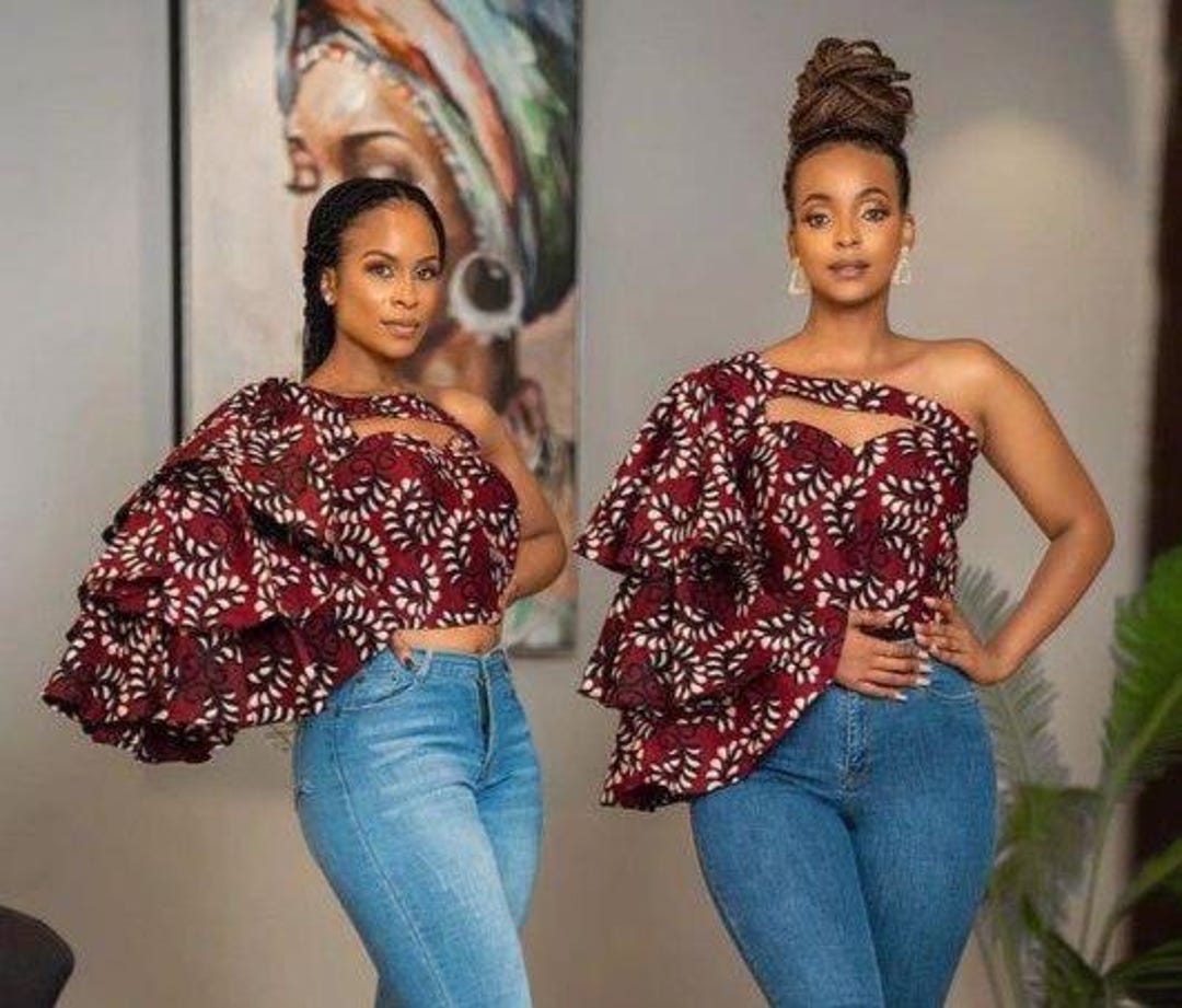 One Shoulder Crop Top, African Print Top, African Clothing, Ankara Tops, African Party Top ...