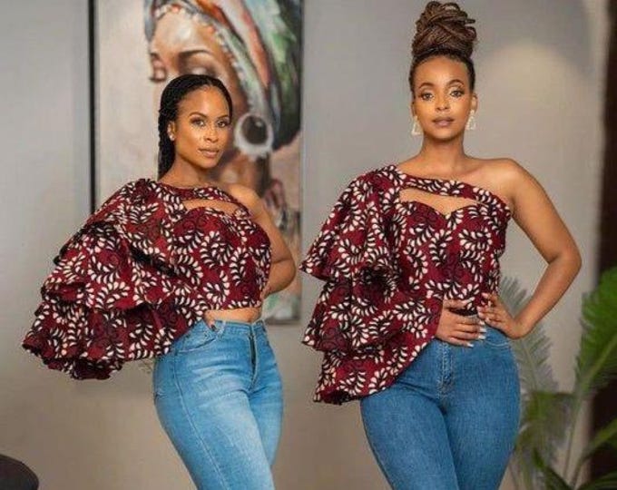 One Shoulder Crop Top, African Print Top, African Clothing, Ankara Tops, African Party Top ...