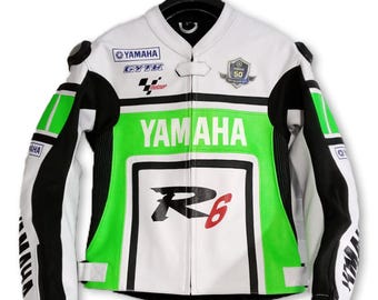 YAMAHA Motogp Racing Leather Jacket Handmade Vintage Motorcycle Biker ...