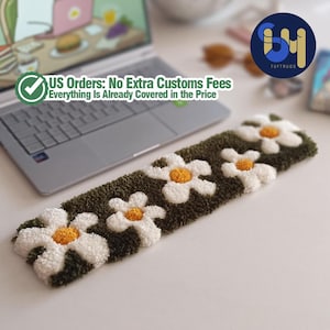 Custom Tufted Keyboard Rug – Fluffy Daisy Moss Pad, Puffy Wrist Rest ...