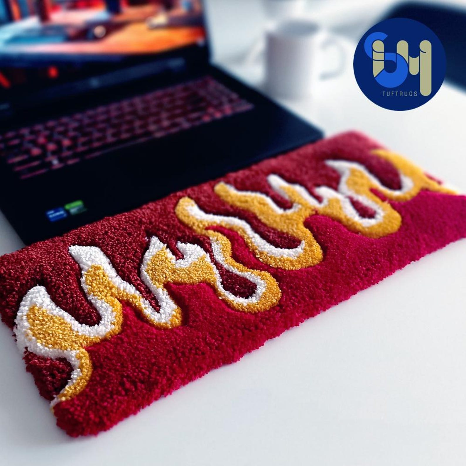Handcrafted Tufted Gamer Keyboard Rug – Unique Desk & Workspace Decor ...