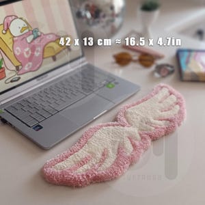 Kawaii Aesthetic Angel Wings Rug, Tufting Keyboard Rug, 3D Puffy Wrist ...