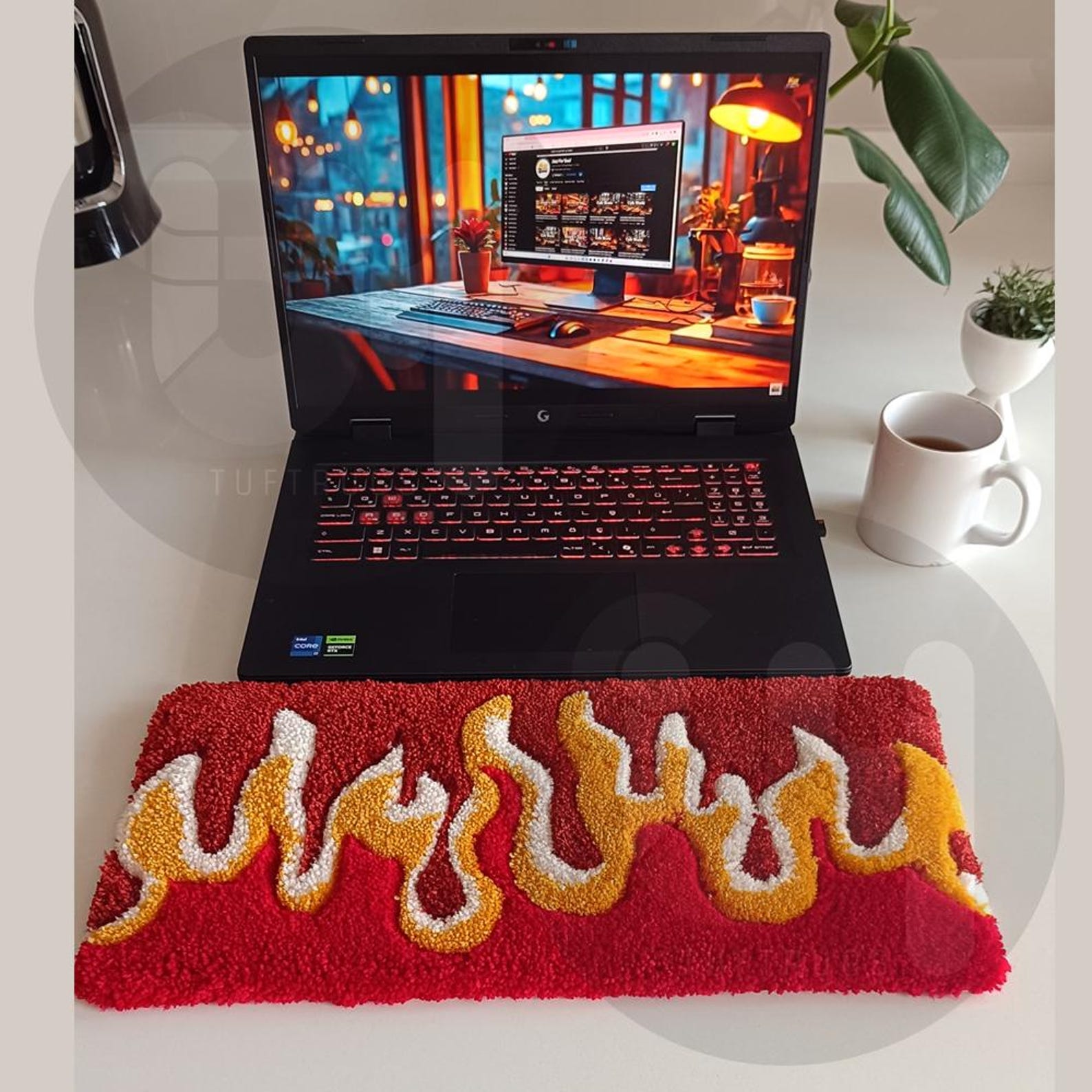 Handcrafted Tufted Gamer Keyboard Rug – Unique Desk & Workspace Decor ...