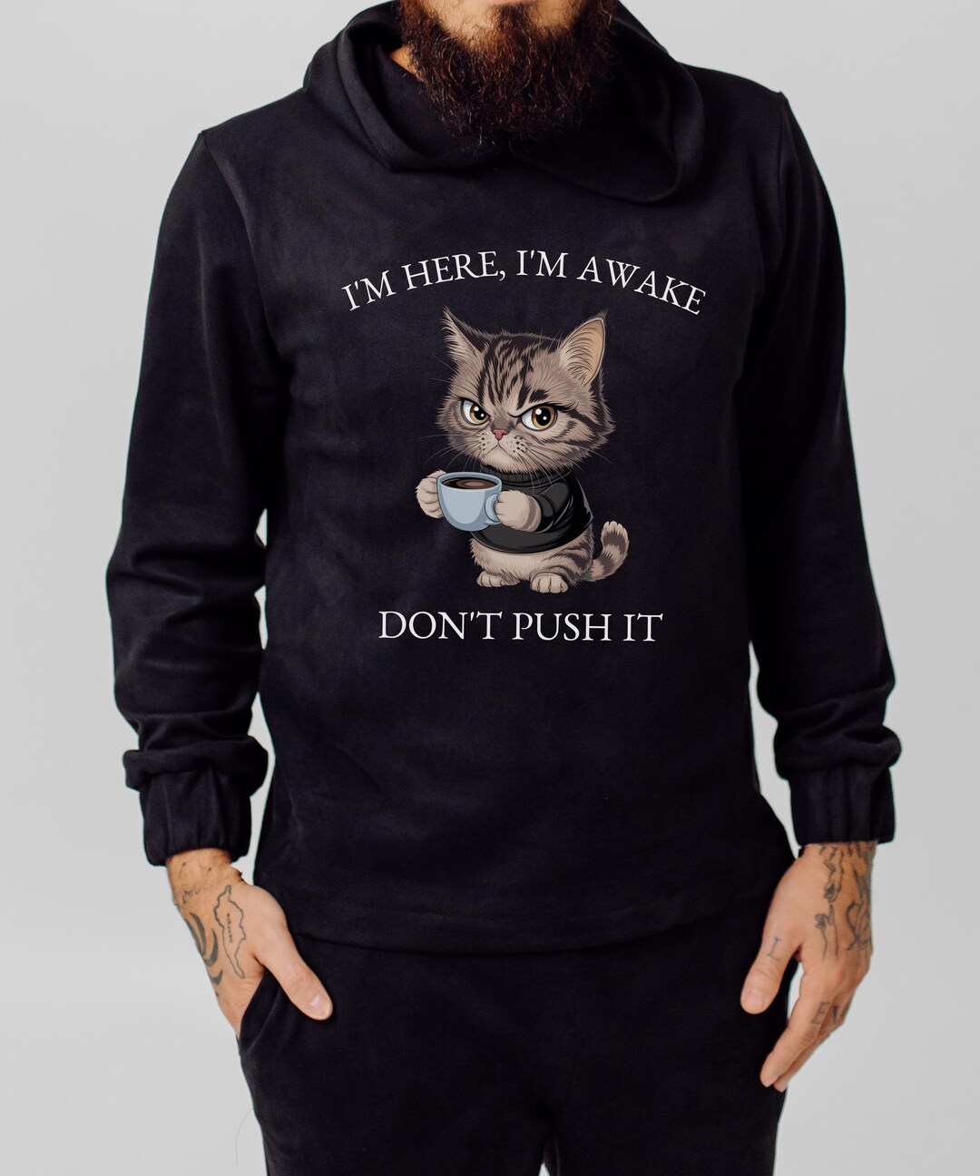 I'm Here I'm Awake Don't Push It Png,trendy Funny Sarcastic Coffee ...