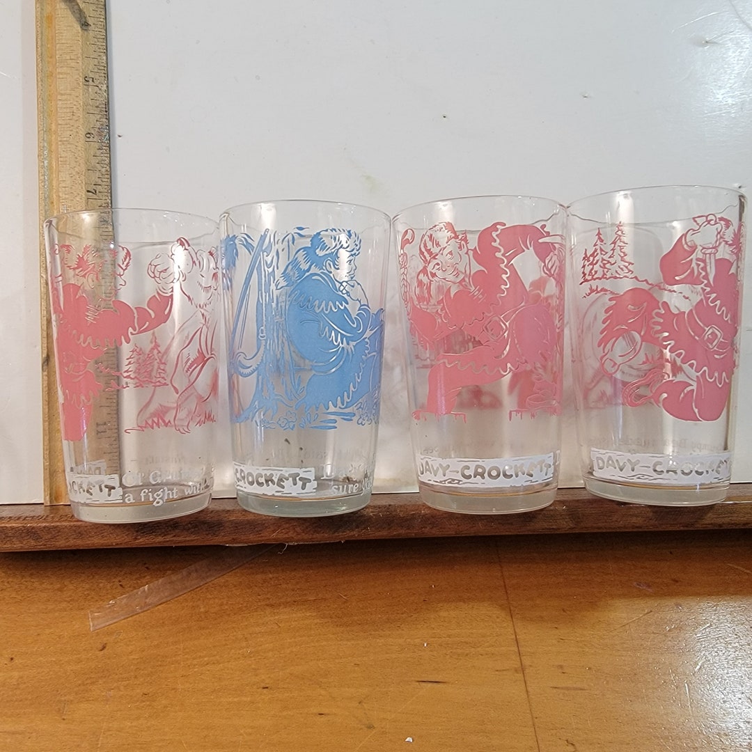 Disney Davy Crockett Glass Set, Davy Crockett Glass, Vintage Welchs ...