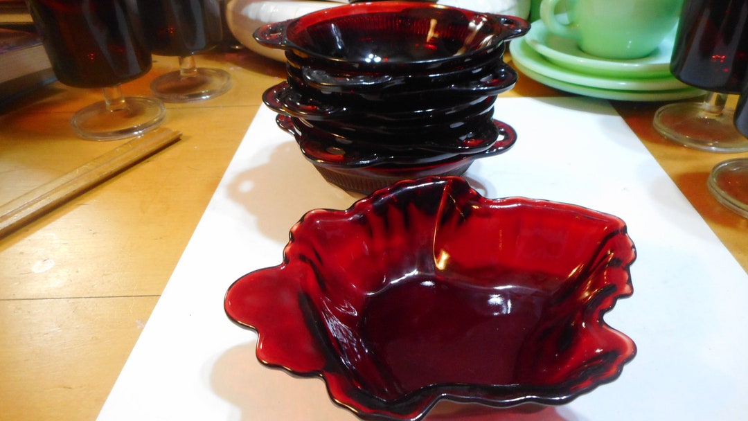 Vintage Fire King Ruby Bowls, 8 Fire King Ruby Bowls, Vintage Fire King ...