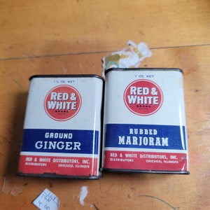 Red Spicand White Spice Tin, Vintage Red and White Store Tin, Vintage ...