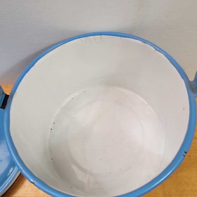 Vintage Baby Blue Enamelware Berry Pot Blue Enamel Ware Pot - Etsy