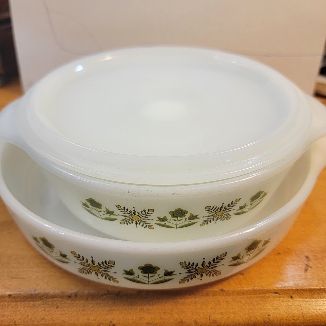 Fire King Meadow Green Casserole Bowl With Lid, Fire King Meadown Green ...