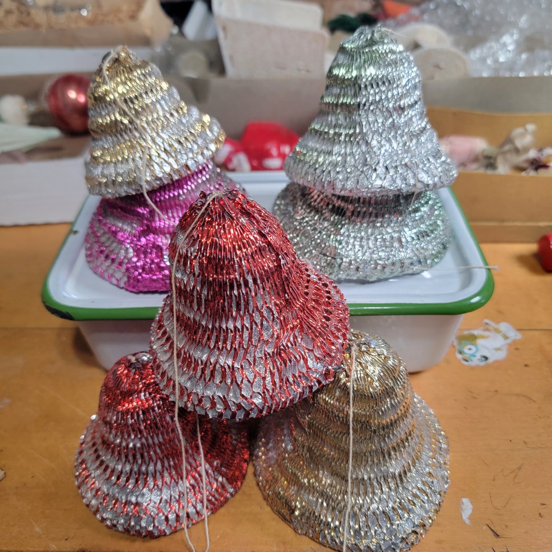 Vintage Christmas Ornaments, Vintage Paper Mache Wire Mesh Bell ...